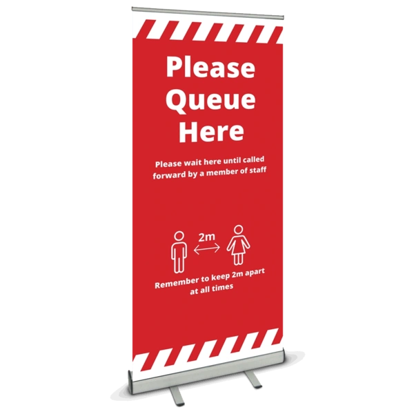 Please Queue Here Roller Banner | Bulpitt Print Ltd